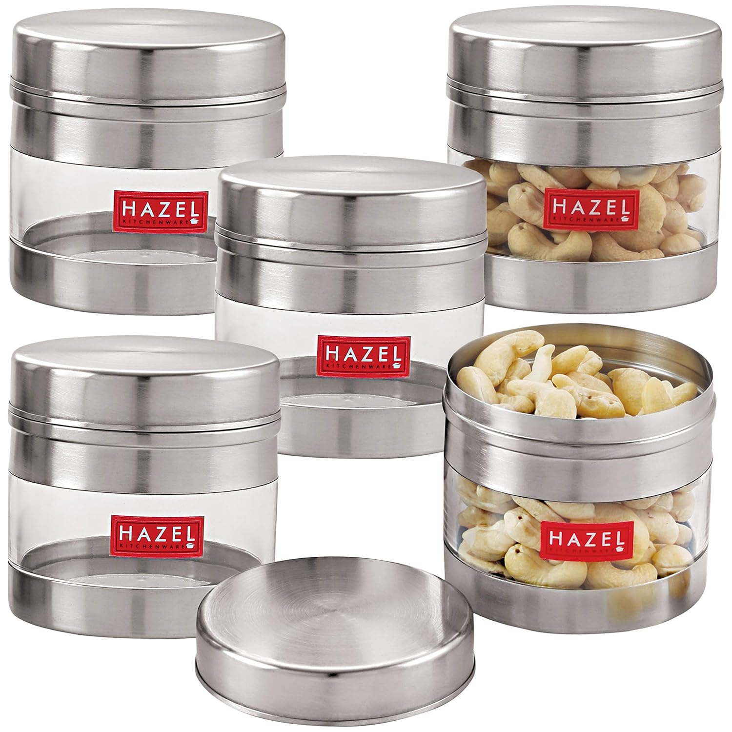 Buy HAZEL Stainless Steel Transparent See Through Container Set of 5 ...