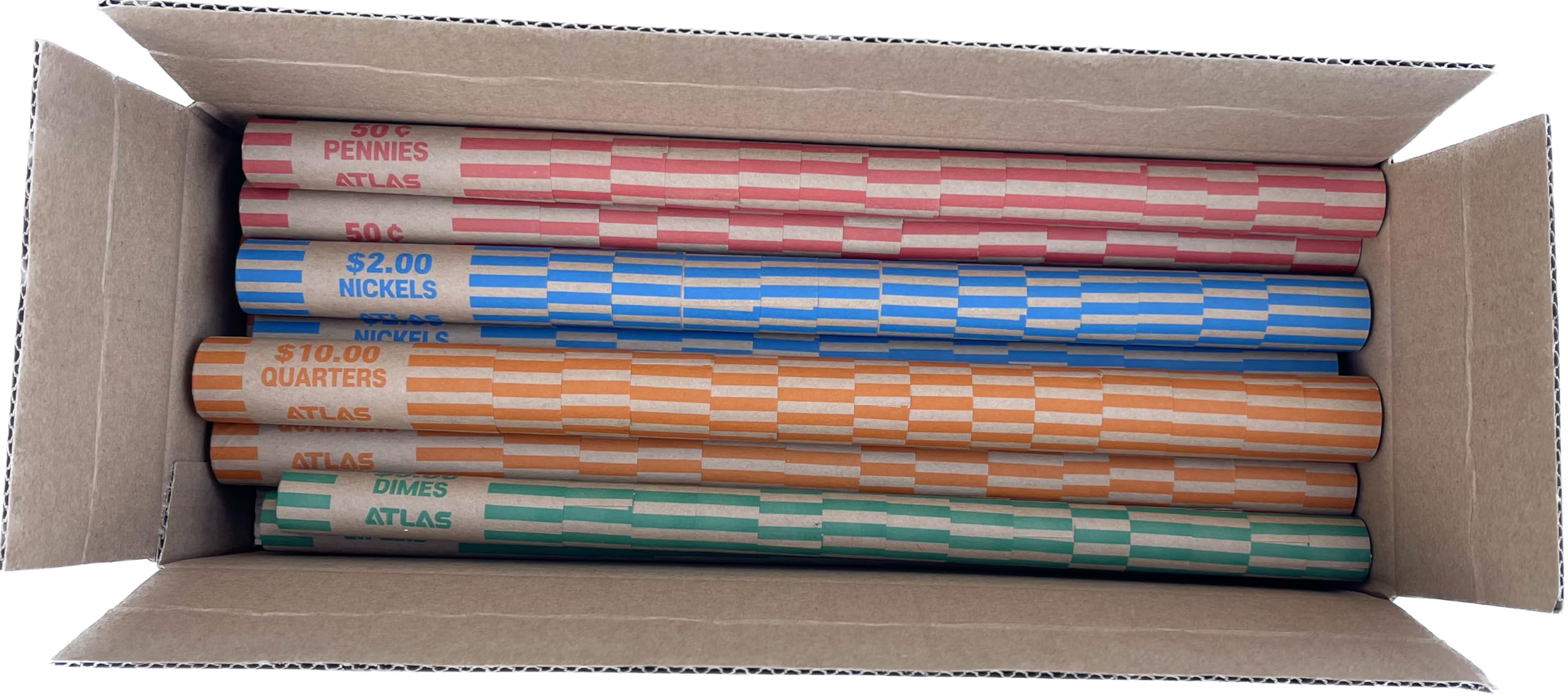 ATLAS Preformed Coin Wrappers - 504 Count Assorted Coin Roll Wrappers ...