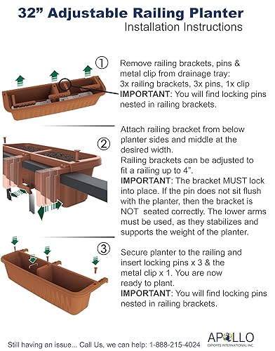 Bama Adjustable Railing Planter Black