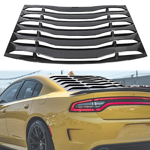 ECOTRIC Carbon Fiber Print Rear Window Louver Cover Compatible with ...