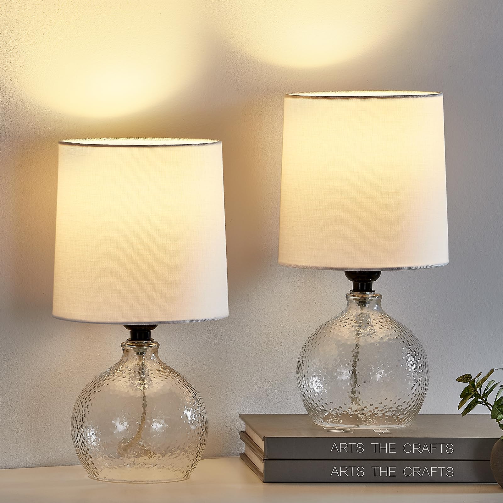 Mua EJIAXIN Glass Table Lamps Set of 2 - Textured Clear Glass Lamp ...