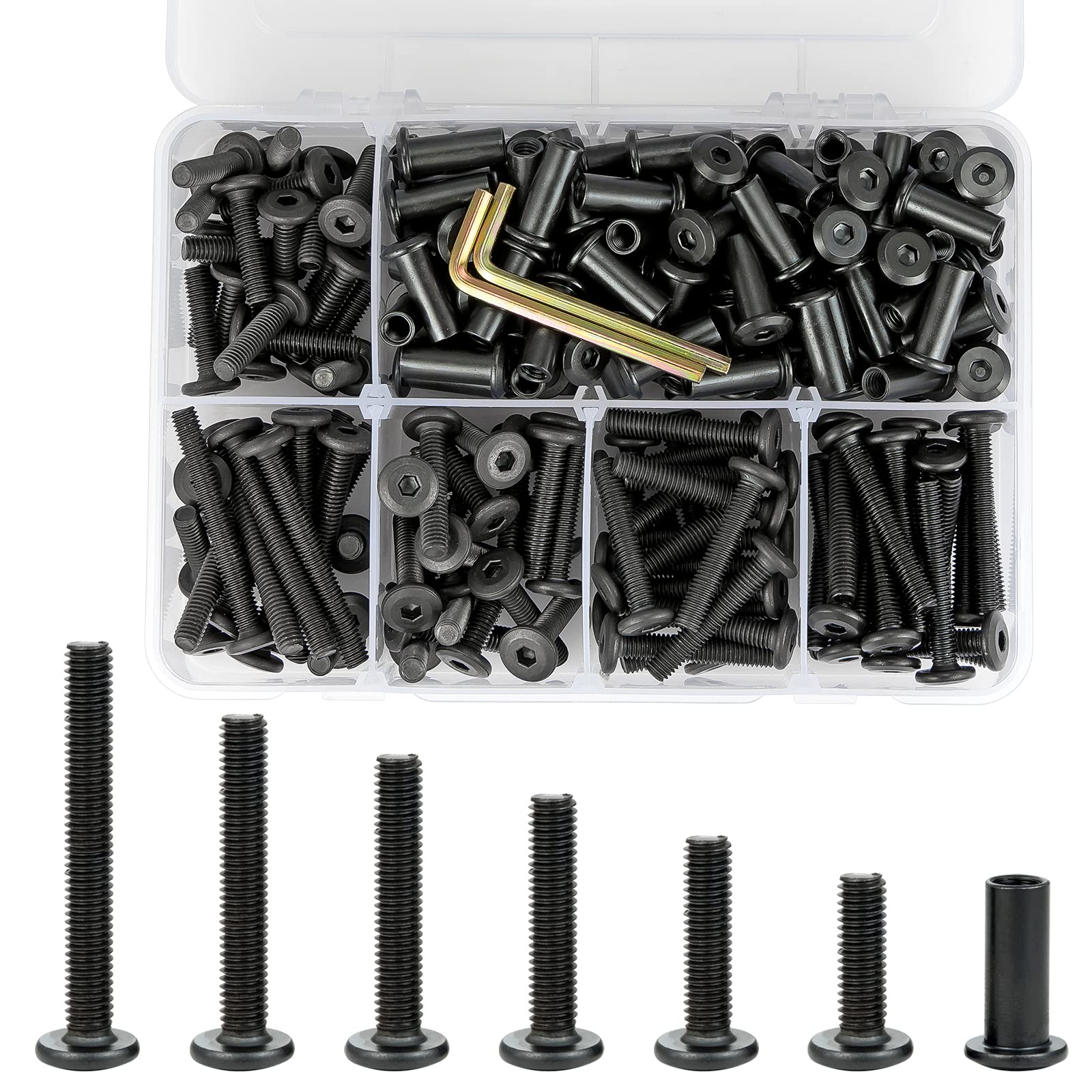 PGMJ 100 Sets M6 Hex Drive Metric Set Screws Assortment Kit - Black ...