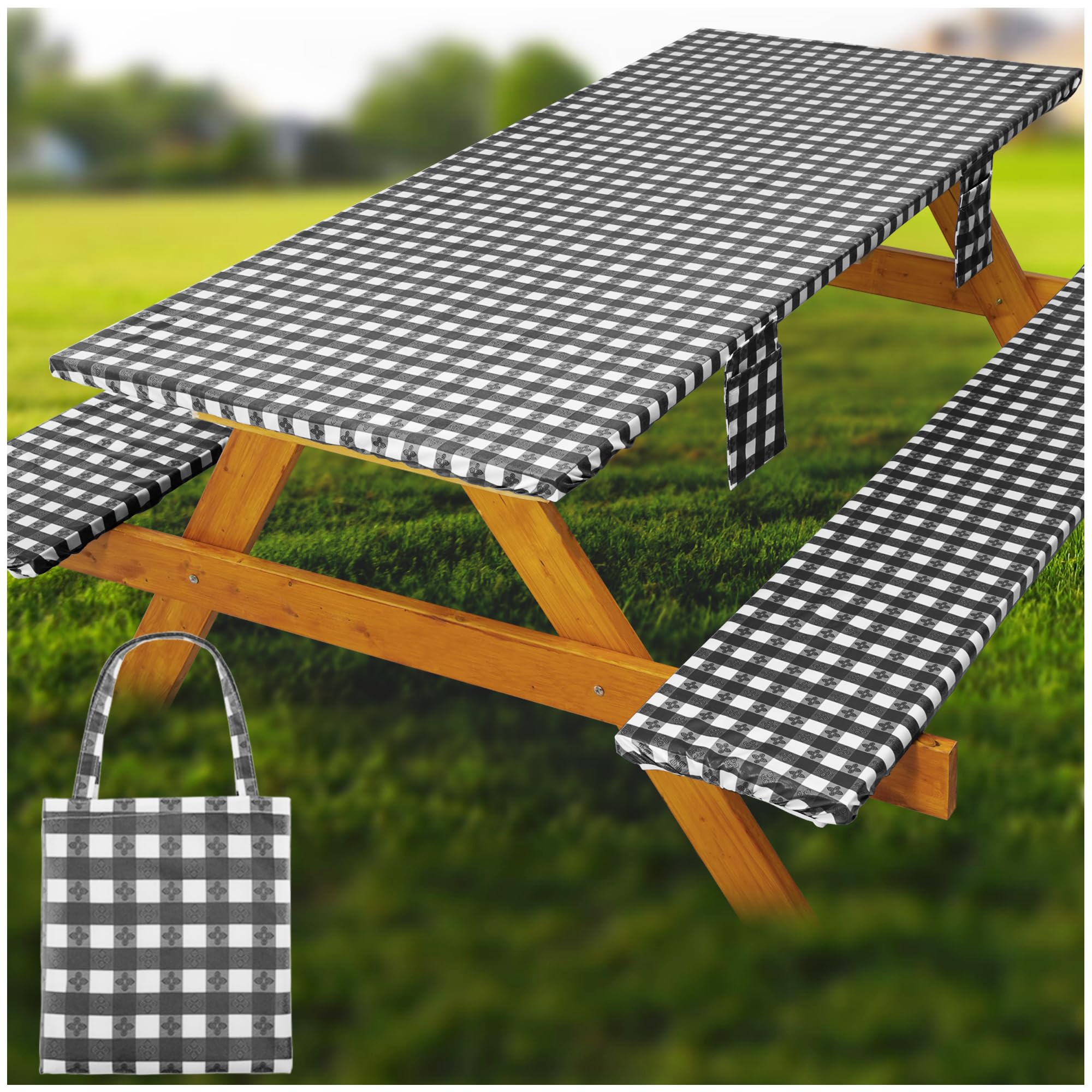 Fitted Picnic Table Cover with Bench Covers Waterproof Elastic Edges ...