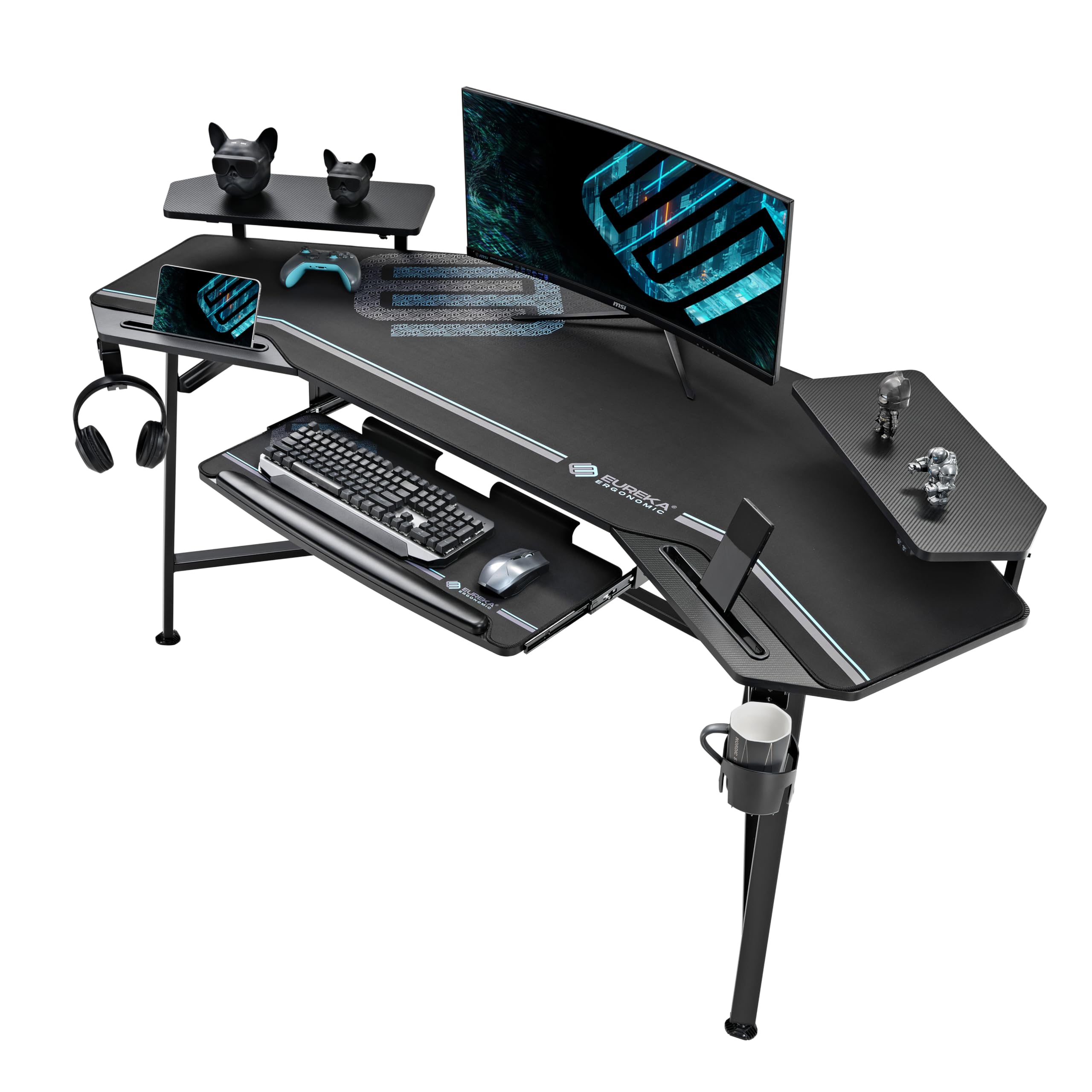 Mua EUREKA ERGONOMIC Gaming Desk with Led Lights,72" Large Wing-Shaped ...