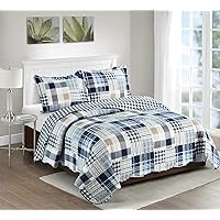 Amazon.com: Brilliant Sunshine Blue Plaids and Stripes Patchwork, 3 ...