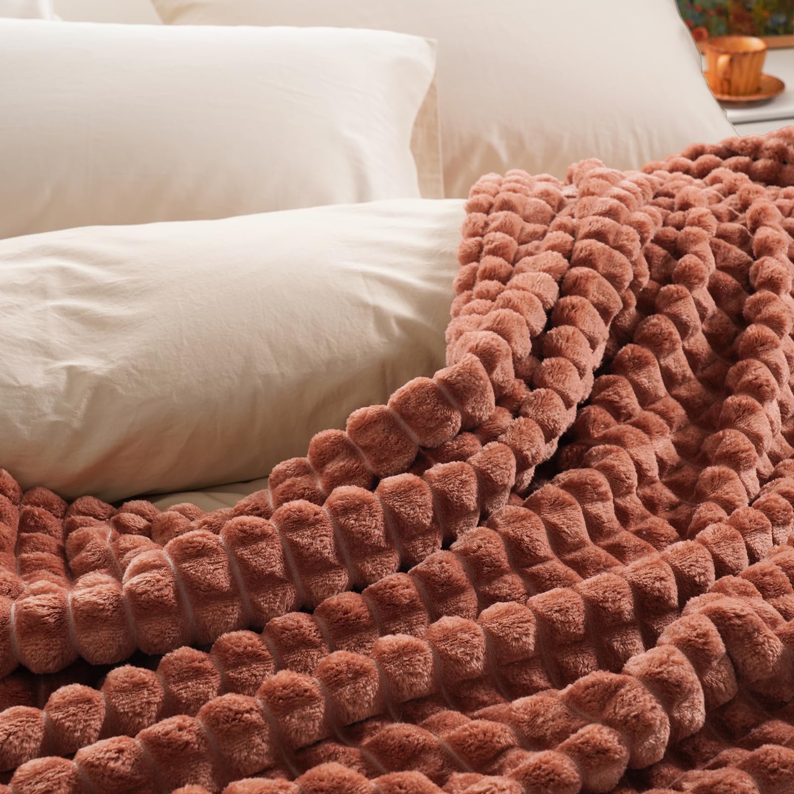 PHF 3D Clipped Fleece Blanket King Size for Bed-380GSM Super Soft Warm ...