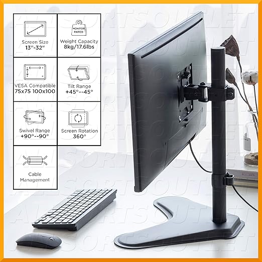Computer Monitor Stand Universal Fit (VESA) Heavy Duty Free Standing ...