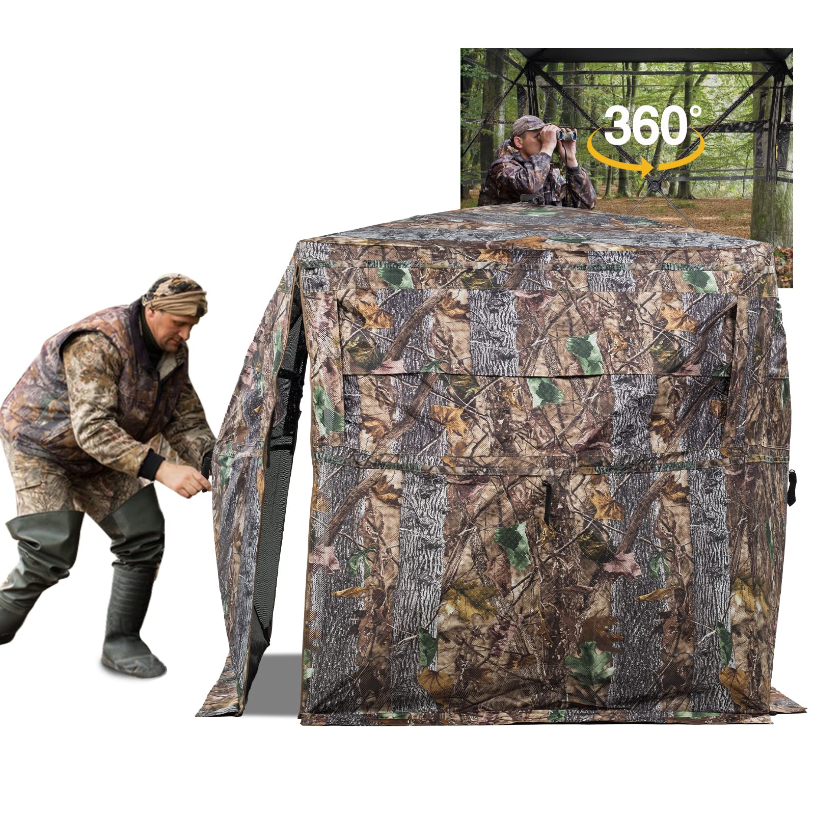 FUNHORUN Hunting Blind 270/360 Degree See Through Ground Blind for Deer ...