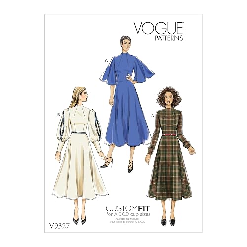 Vogue V9327E5 Easy Women's Partially Lined Dress Sewing Patterns, Sizes ...