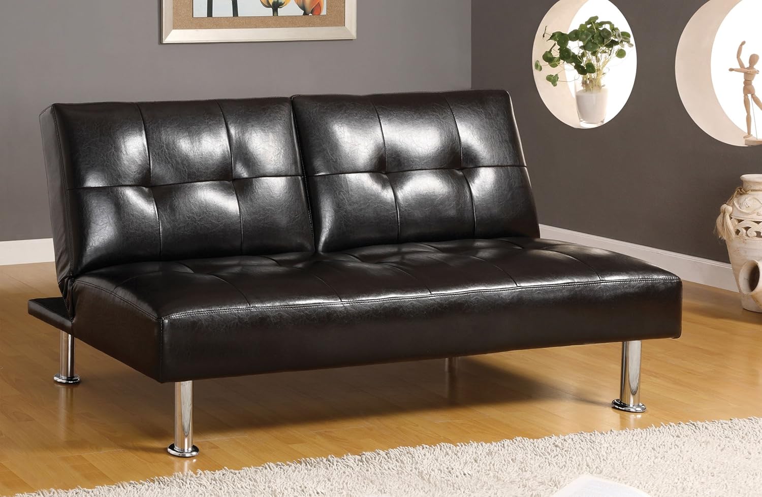 Amazon.com: Furniture of America Darlyn Modern Leatherette Futon with ...