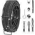 Amazon.com: VEVOR 100Ft Drain Cleaning Cable 100' x 5/8" with 7 Cutters ...