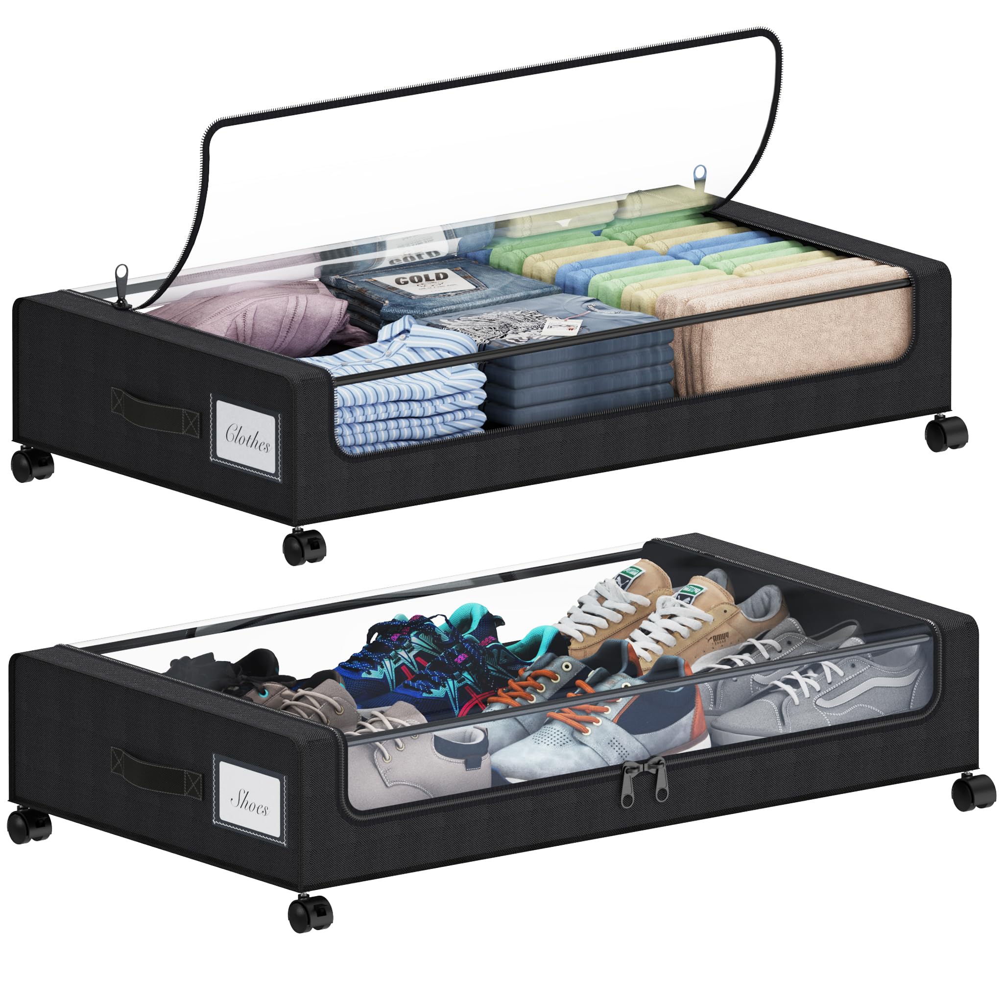 Tututry Under Bed Storage with Wheels, XXL 60L Under the Bed Storage ...
