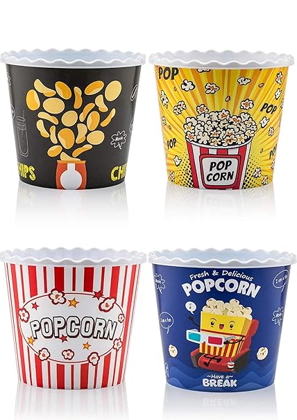 Modern Style Reusable Plastic Popcorn Containers/Popcorn Bowls Set for ...