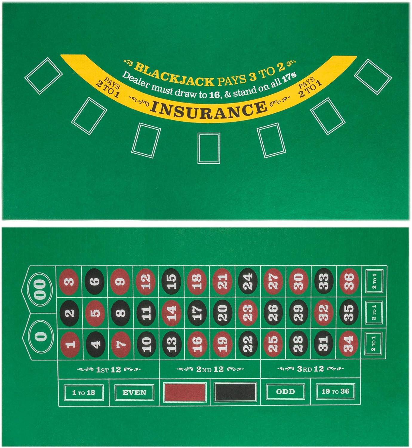 Brybelly Blackjack and Roulette Table Felt | Gaming Mat Perfectly Sized ...