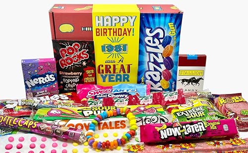 RETRO CANDY YUM ~ 1981 44th Birthday Decade 80s Candy Gift Basket Box ...