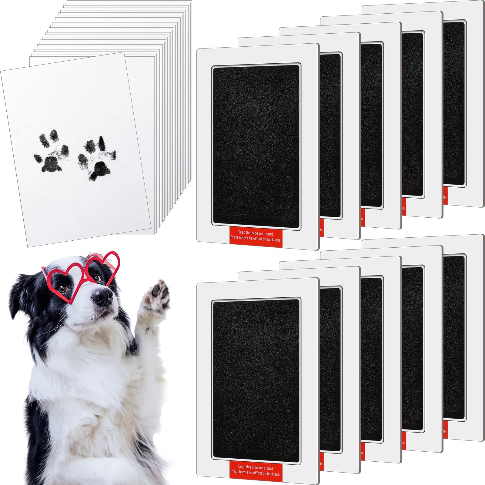 MotiMind 10 Pcs Large Paw Print Kit Dog Paw Print Stamp Pad Clean Touch ...