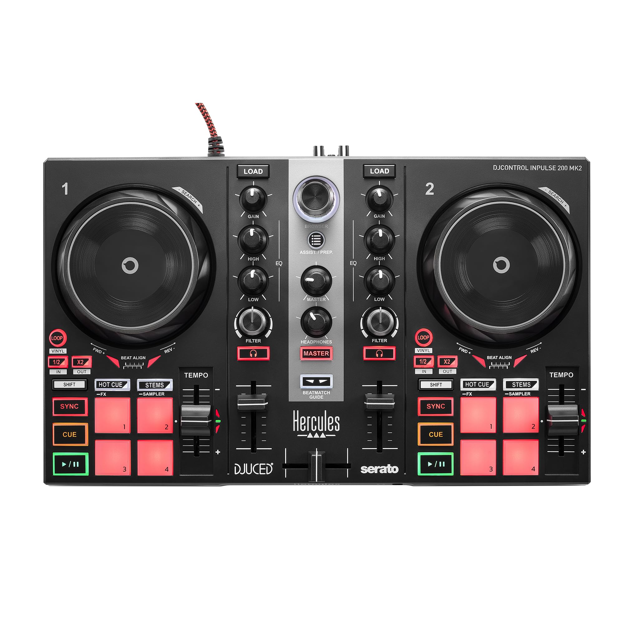 Hercules DJ Learning Kit MK II With Inpulse 200 MK2 Controller, HDP DJ45 Headphones, And ...