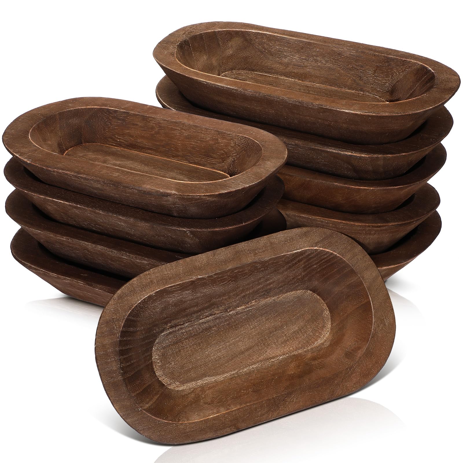Nuogo 10 Pack Wooden Dough Bowls Bulk Rustic Dough Bowls Hand Carved ...