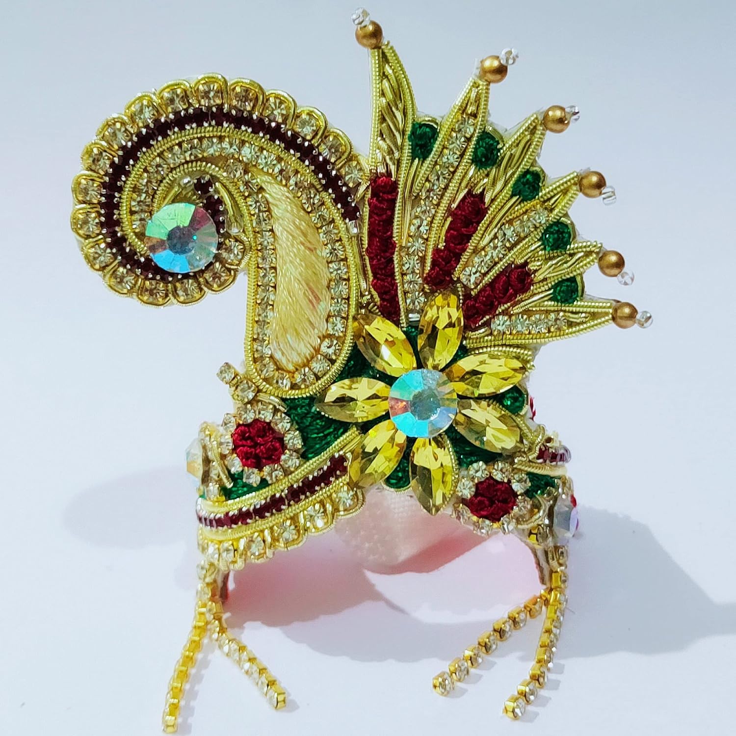 Brij Sugandha Golden Jari Silk Mukut – Heavy Jardosi Mukut for Krishna ...