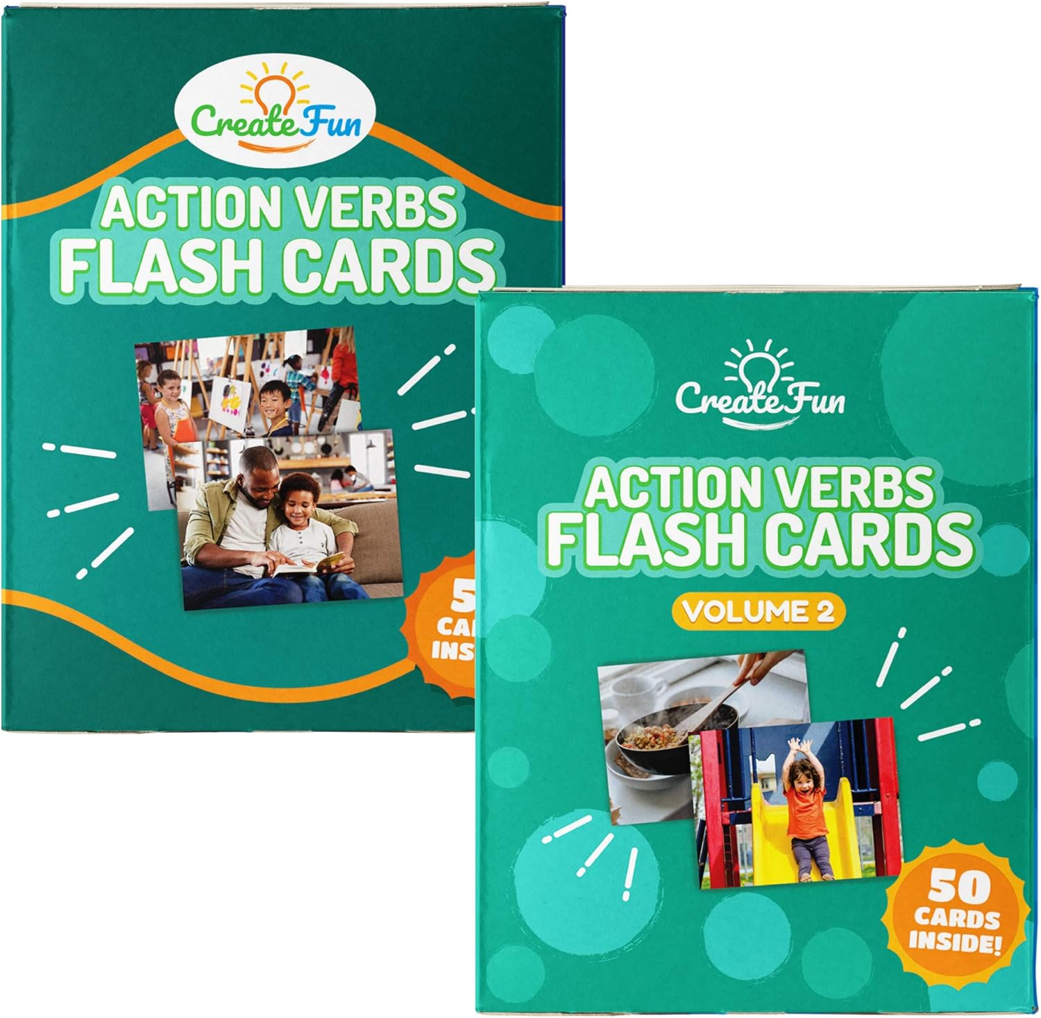Amazon.com: Action Verbs Flash Cards Bundle - 100 Vocabulary Builder ...