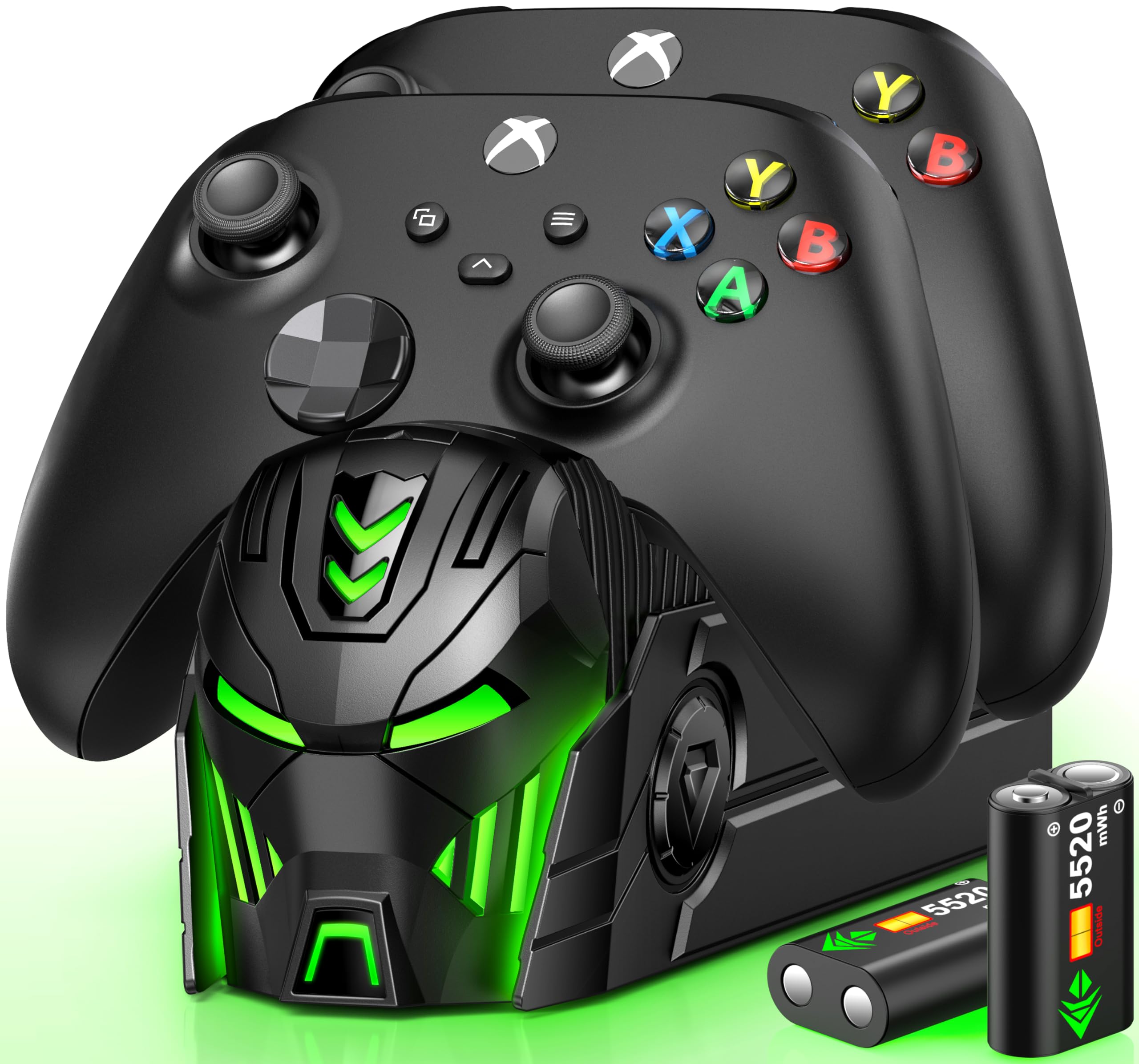 Xbox Controller Charger Station with 2x5520mWh Rechargeable Battery for ...