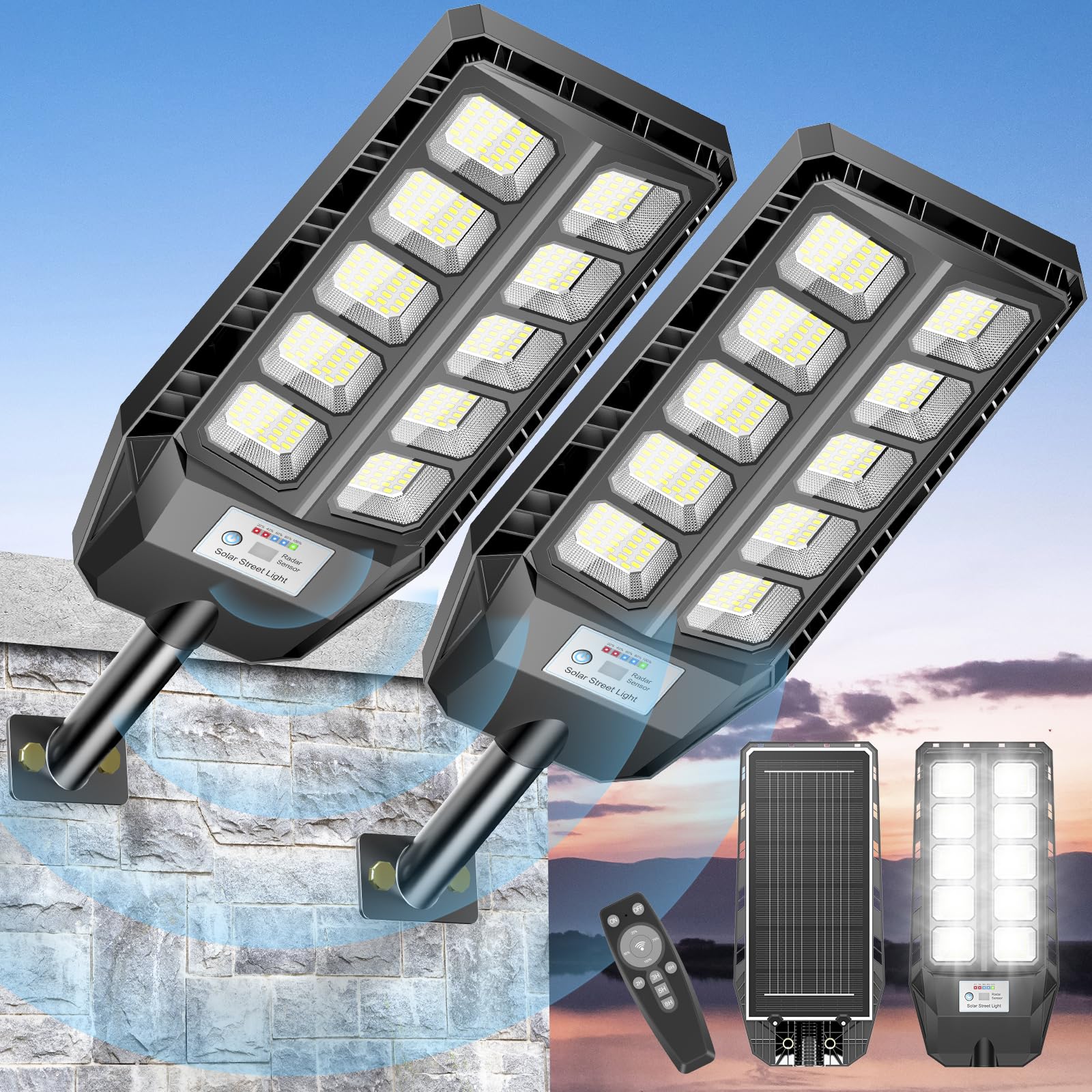 CEDIO Solar Lights Outdoor, Solar Street Lights, Solar Street Lights Outdoor, IP66 Waterproof ...