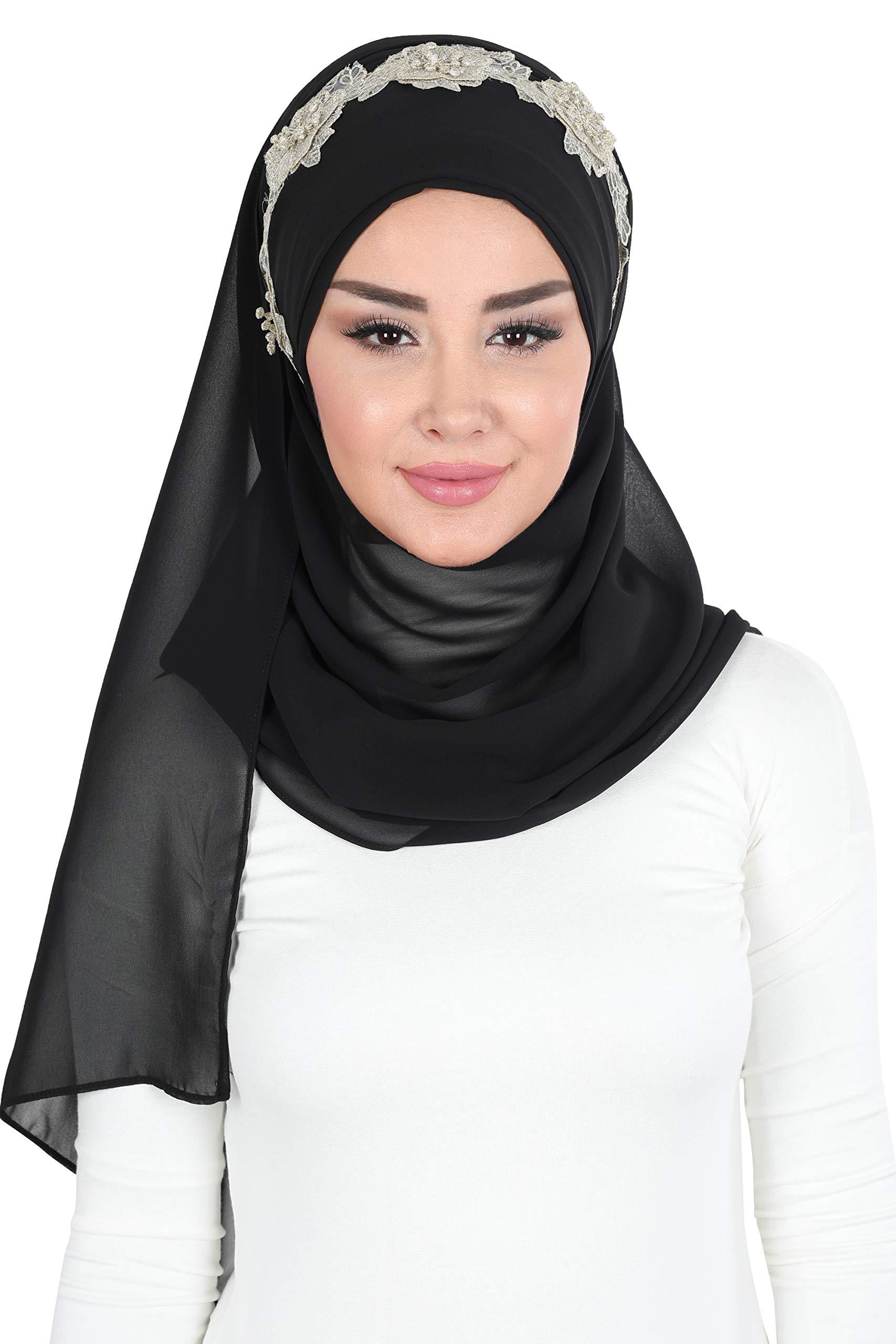 Shawl for Women Cross Instant Scarf Chiffon Modesty Turban Cap Hat Head ...