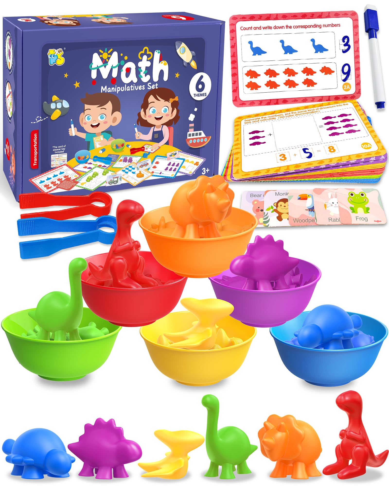 Yetonamr Counting Dinosaurs Montessori Toys for 3 4 5 Years Old Boys ...