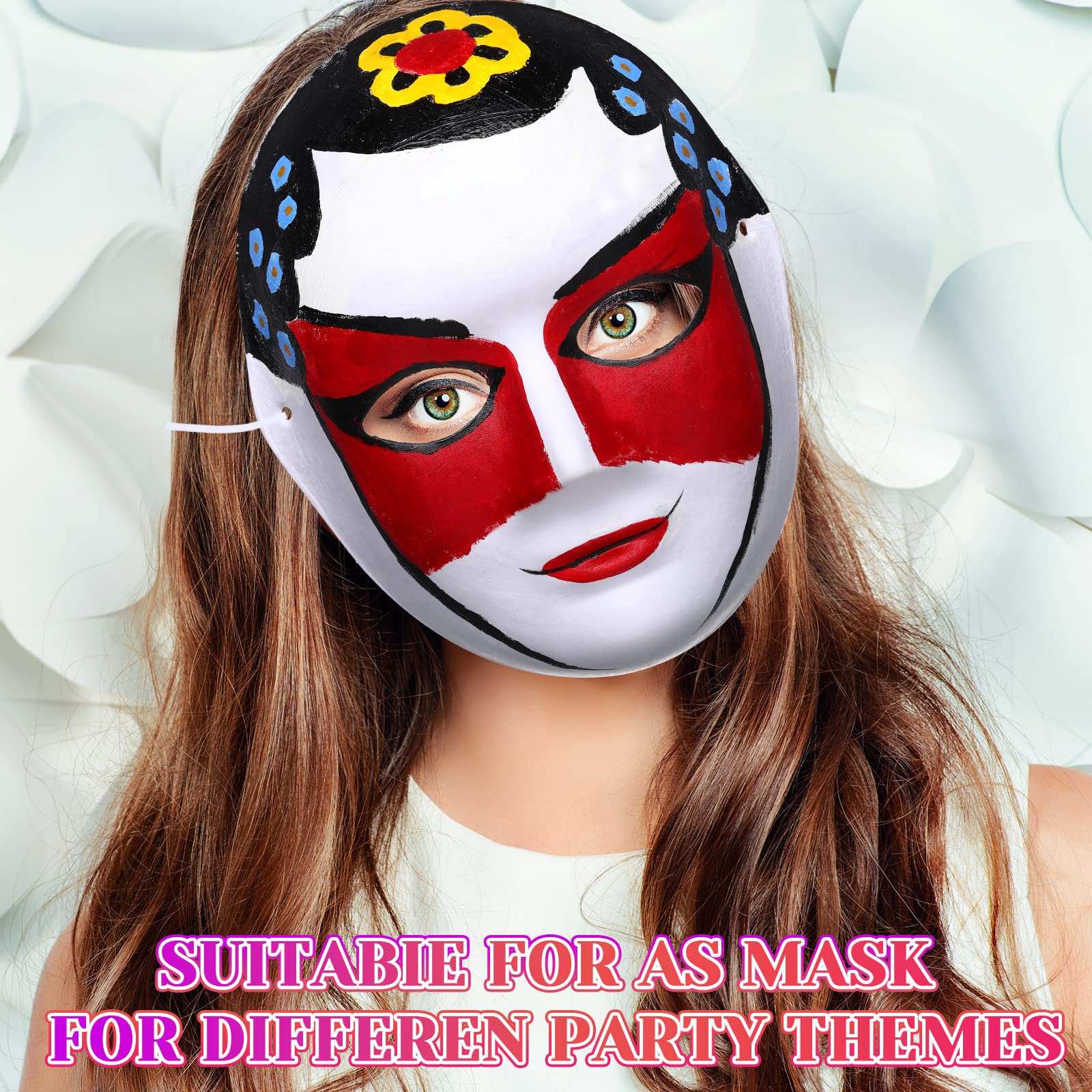 Aoriher DIY Full Face Masks White Craft Plain Paper Mache Mask Blank ...