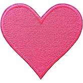 Amazon.com: MISDONR 3pcs Pink Heart Embroidered Iron on Patches for ...