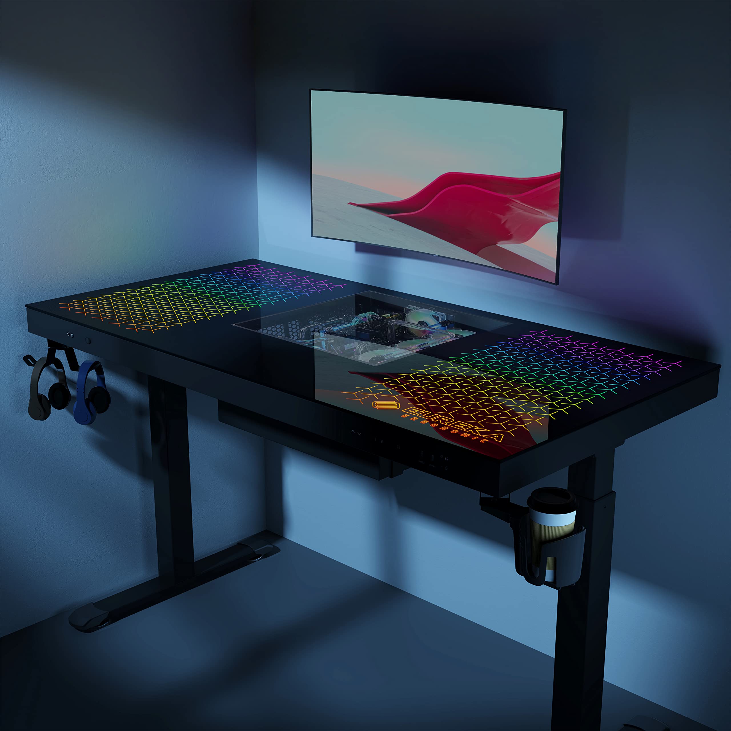 Mua EUREKA ERGONOMIC RGB Gaming Desk PC Case Built in, 55" Glass ...