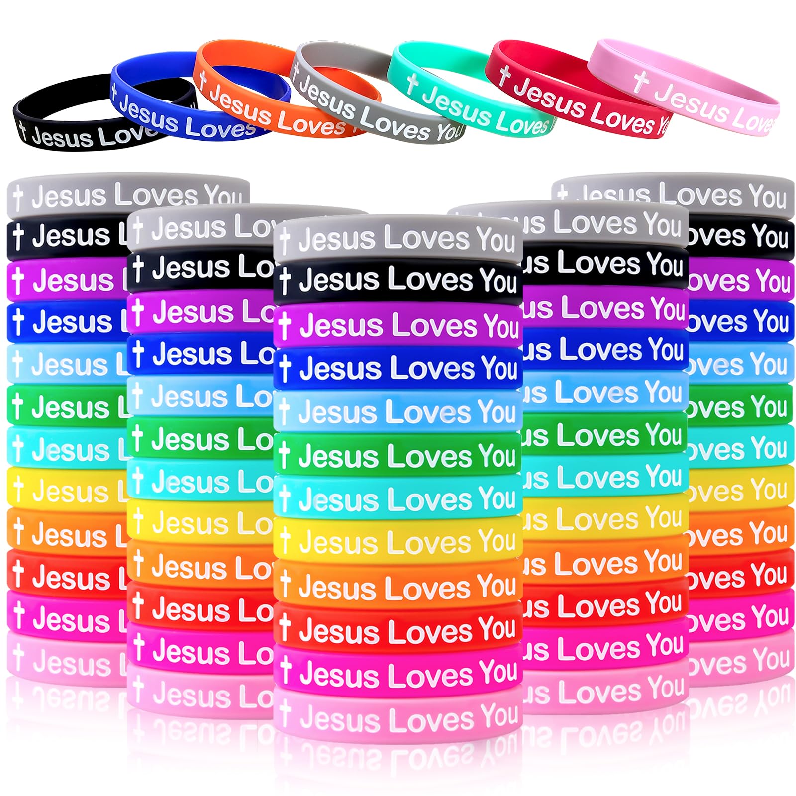 SlocciPro 96pcs Jesus Loves You Silicone Wristbands Rubber Bracelets ...