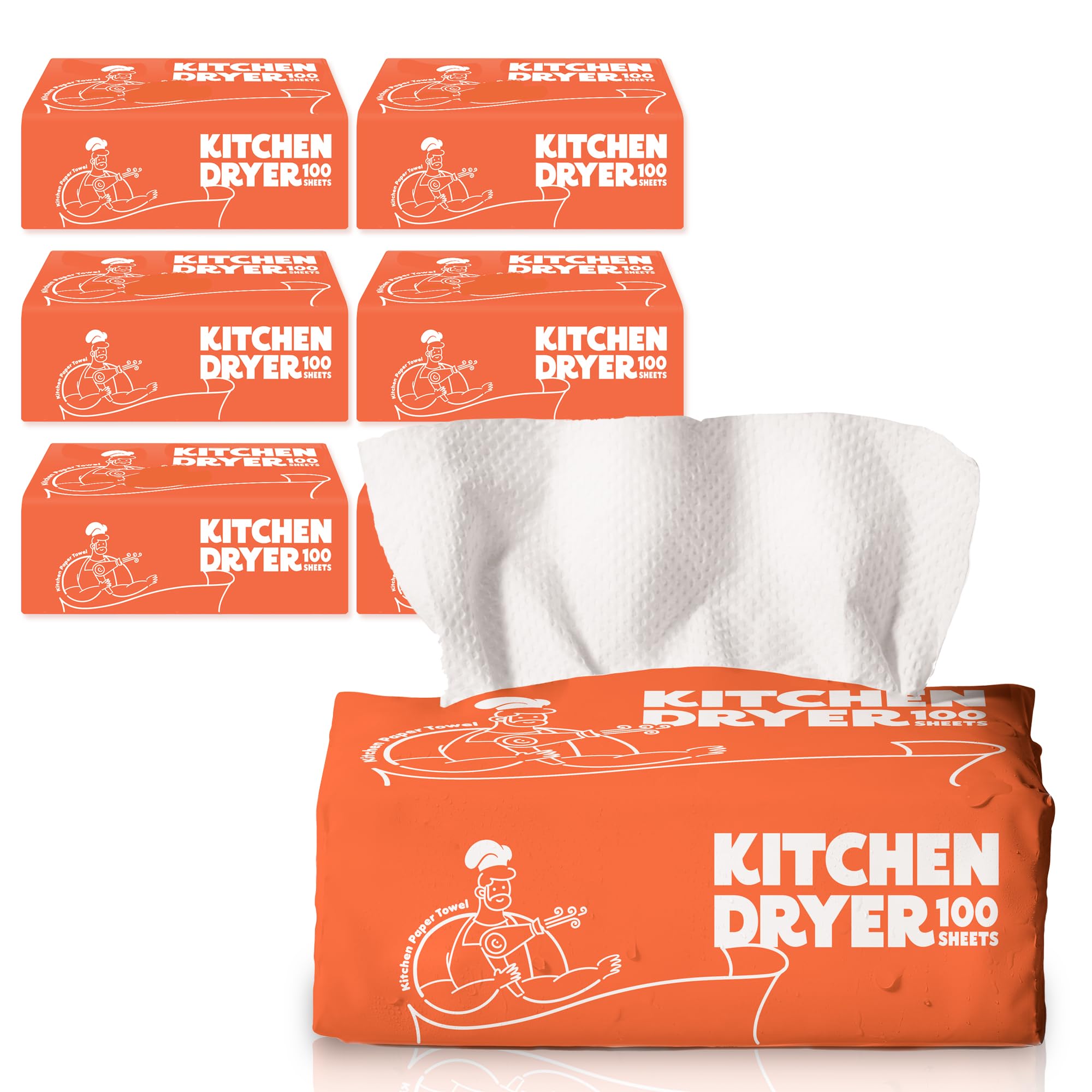 BLONDY Kitchen Paper Towels 6 Pack Disposable Napkins White Tissue ...