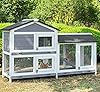 Rabbit Hutch, 2 Layer Wooden Rabbit Cage Hutch Backyard Bunny Cage ...