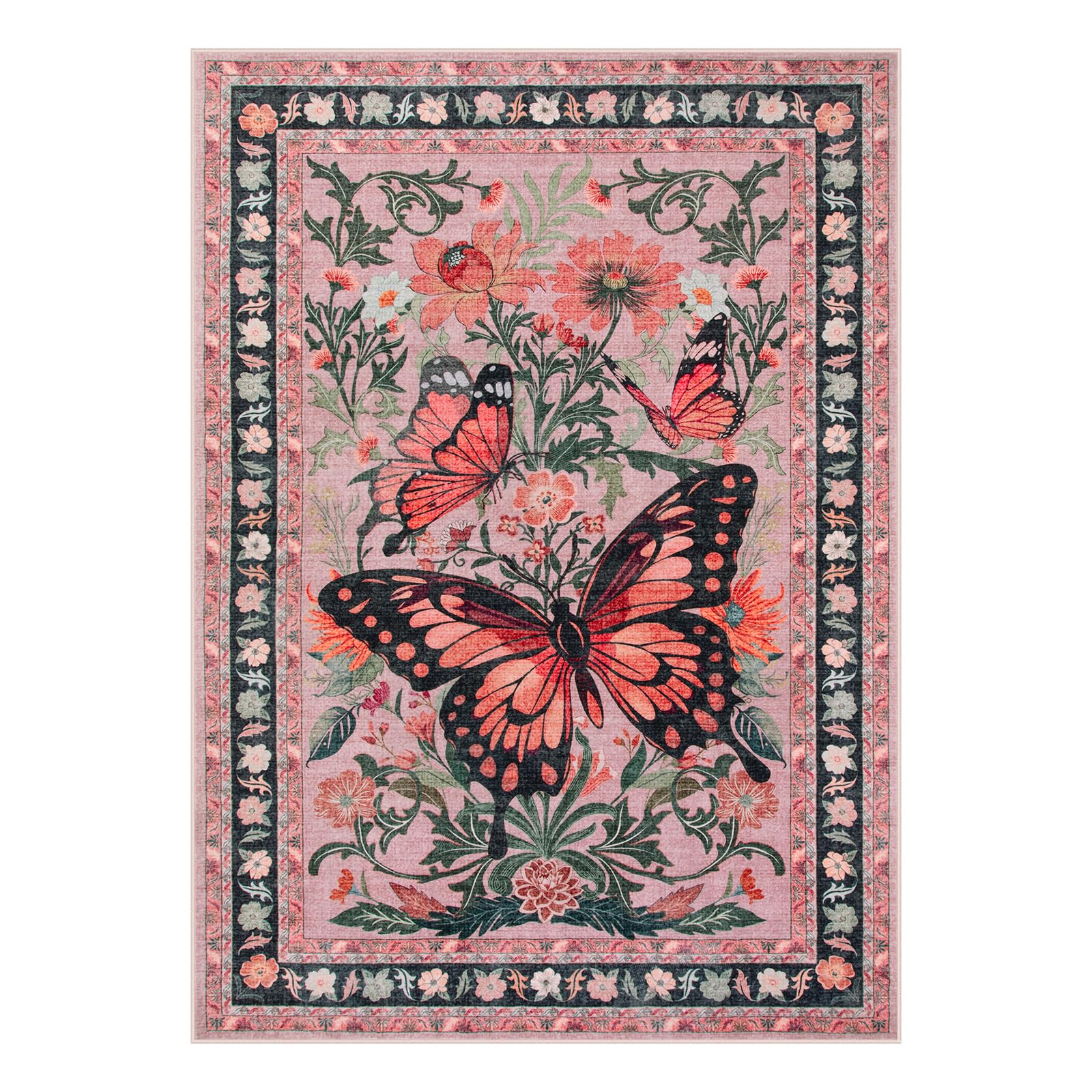 Morebes Butterfly Pink Area Rug 5x7, Washable Boho Rugs for Bedroom ...