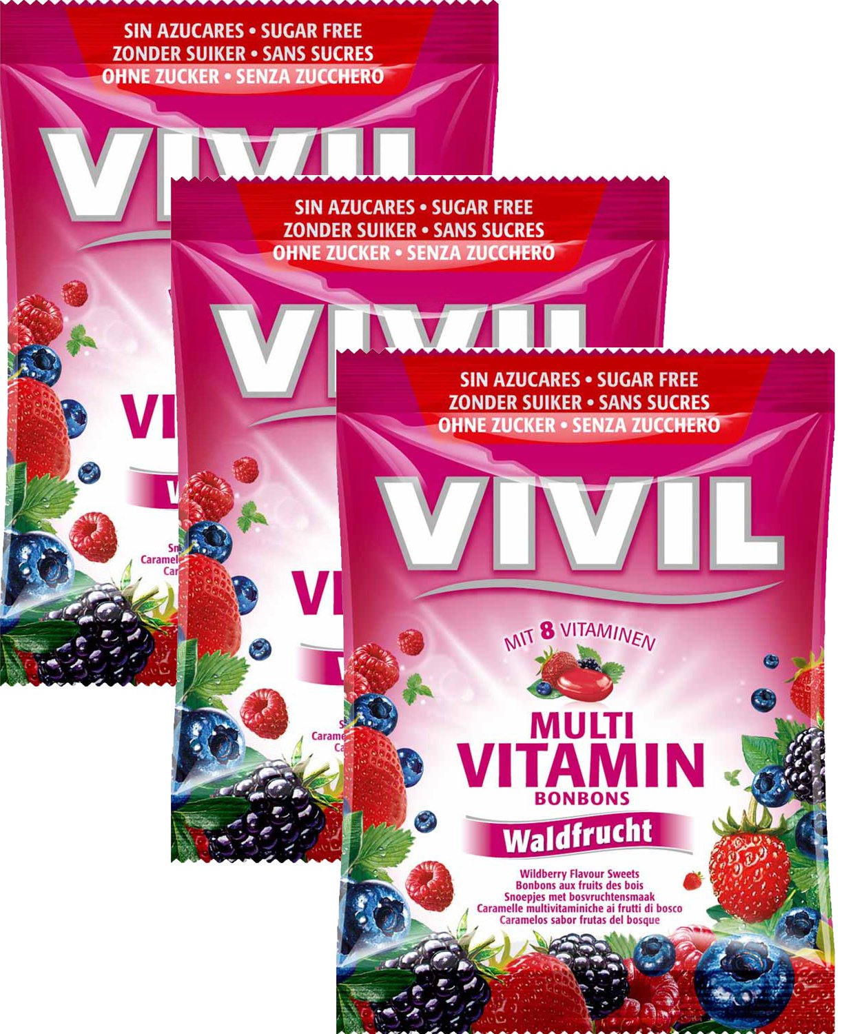 VIVIL Sugar Free Wild Berry Flavour Multi Vitamin Sweets 3 x 60g ...