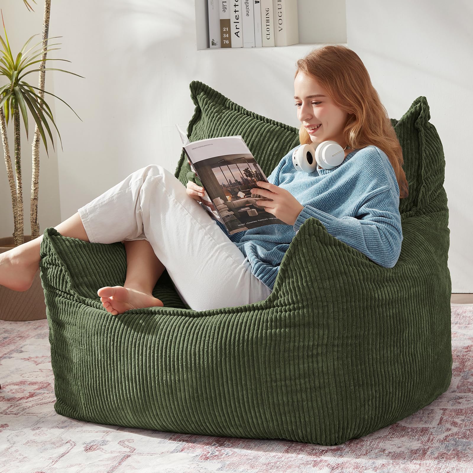 EBENCHICO Giant Bean Bag Chair Sofa for Adults Teens, Comfy Corduroy ...