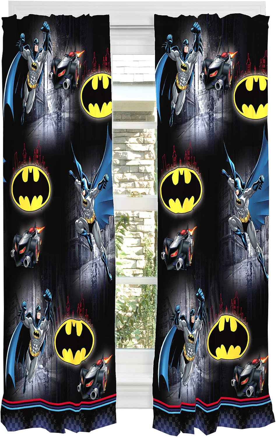 Franco Kids Window Curtain Panels Drapes Set, 82" x 63", Batman: Amazon ...