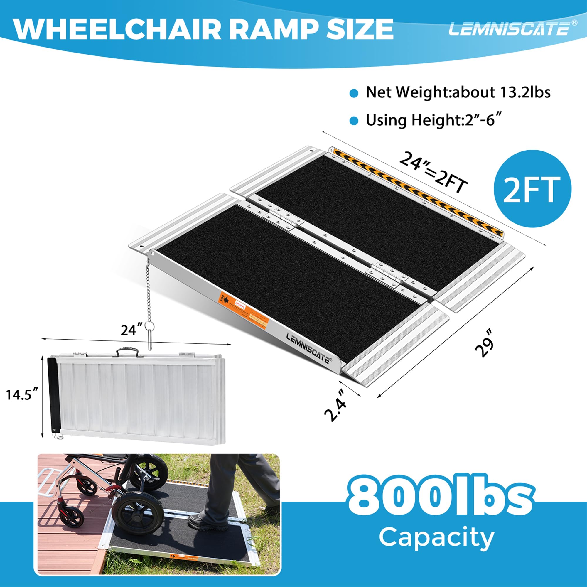 Mua 2FT Wheelchair ramp,24" x29.2“,Portable Aluminum Wheel Chair Ramps ...
