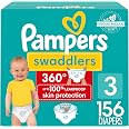 Amazon.com: Pampers Diapers - Swaddlers 360 - Size 3, 156 Count, for up ...