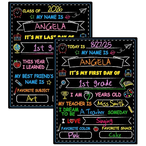 Melisheer First & Last Day of School Chalkboard, Personalized Paper ...