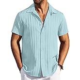 Amazon.com: COOFANDY Men's Short Sleeve Casual Button Down Shirts Textured Summer Beach Shirt ...