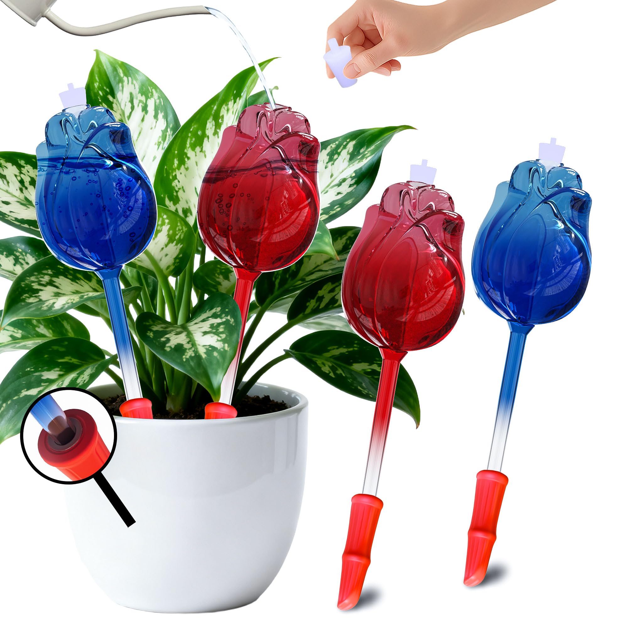 QWBthnk 4Pcs No-Clog Glass Plant Watering Globes,Self Watering Planter ...