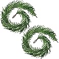 Amazon.com: Jutom Christmas Real Touch Norfolk Pine Garlands Artificial Greenery Faux Christmas ...