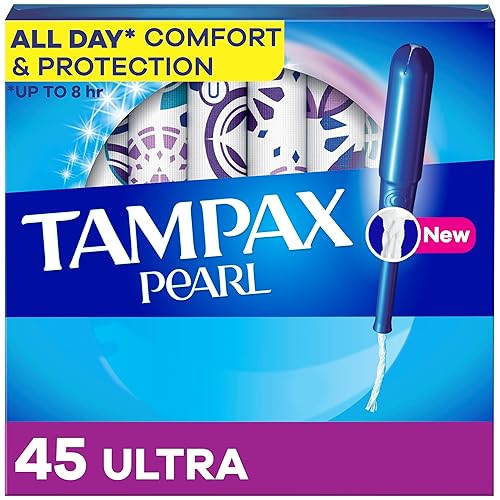 Tampax Pearl Tampons, with LeakGuard Braid, Ultra Absorbency, Unscented ...