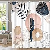 Amazon.com: loyapobo Boho Shower Curtain Abstract Mid Century Colorful Modern Geometric Leaves ...