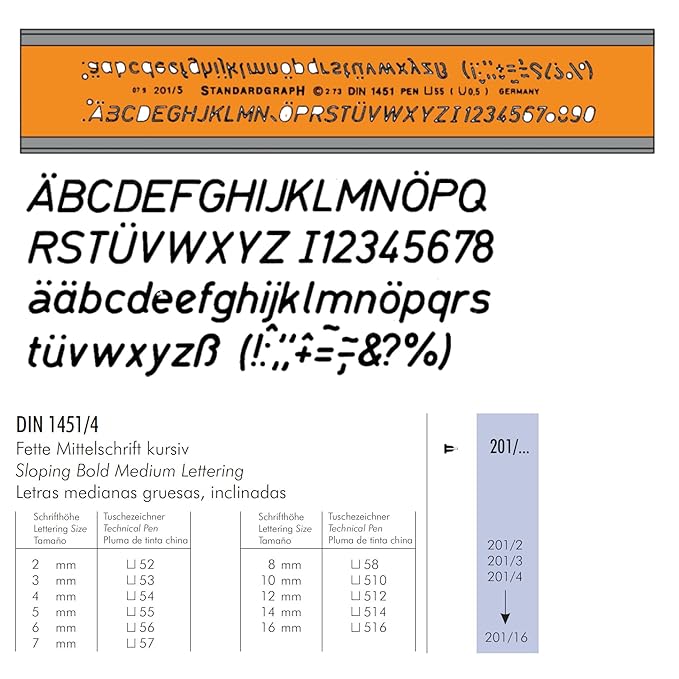 Schablone DIN 1451 schräg: Amazon.de: Bürobedarf & Schreibwaren