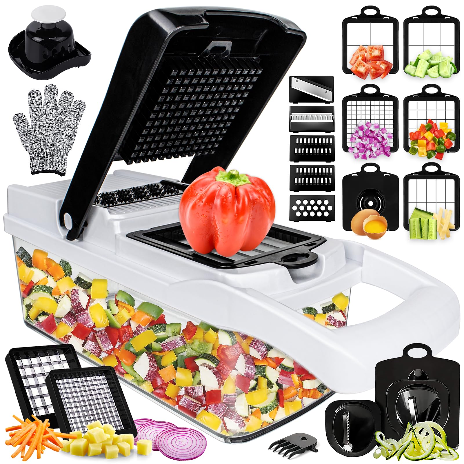 Vegetable Chopper 25 in 1 Multifunction Onion Chopper Dicer, Spiralizer ...