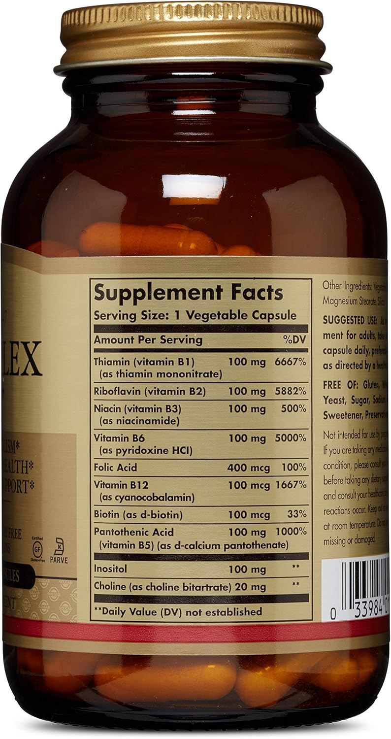 Solgar B-Complex "100", 100 Vegetable Capsules - Heart Health - Nervous ...