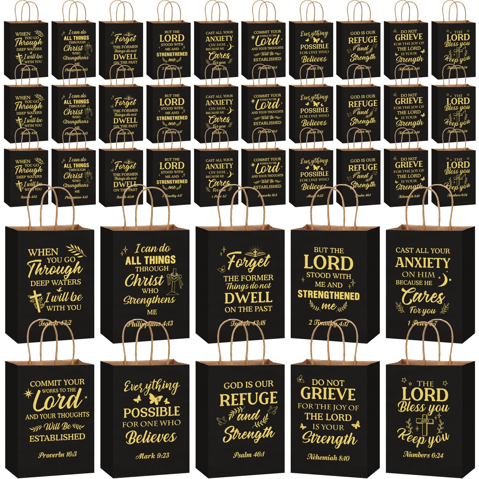 Chiisong 100 Pcs Christian Gift Bags Religious Bible Verse Treat Bags ...